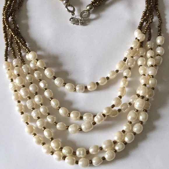 5 strand necklace | Jewelry | Vintage Pearl Beads 5 Layer Necklace ...